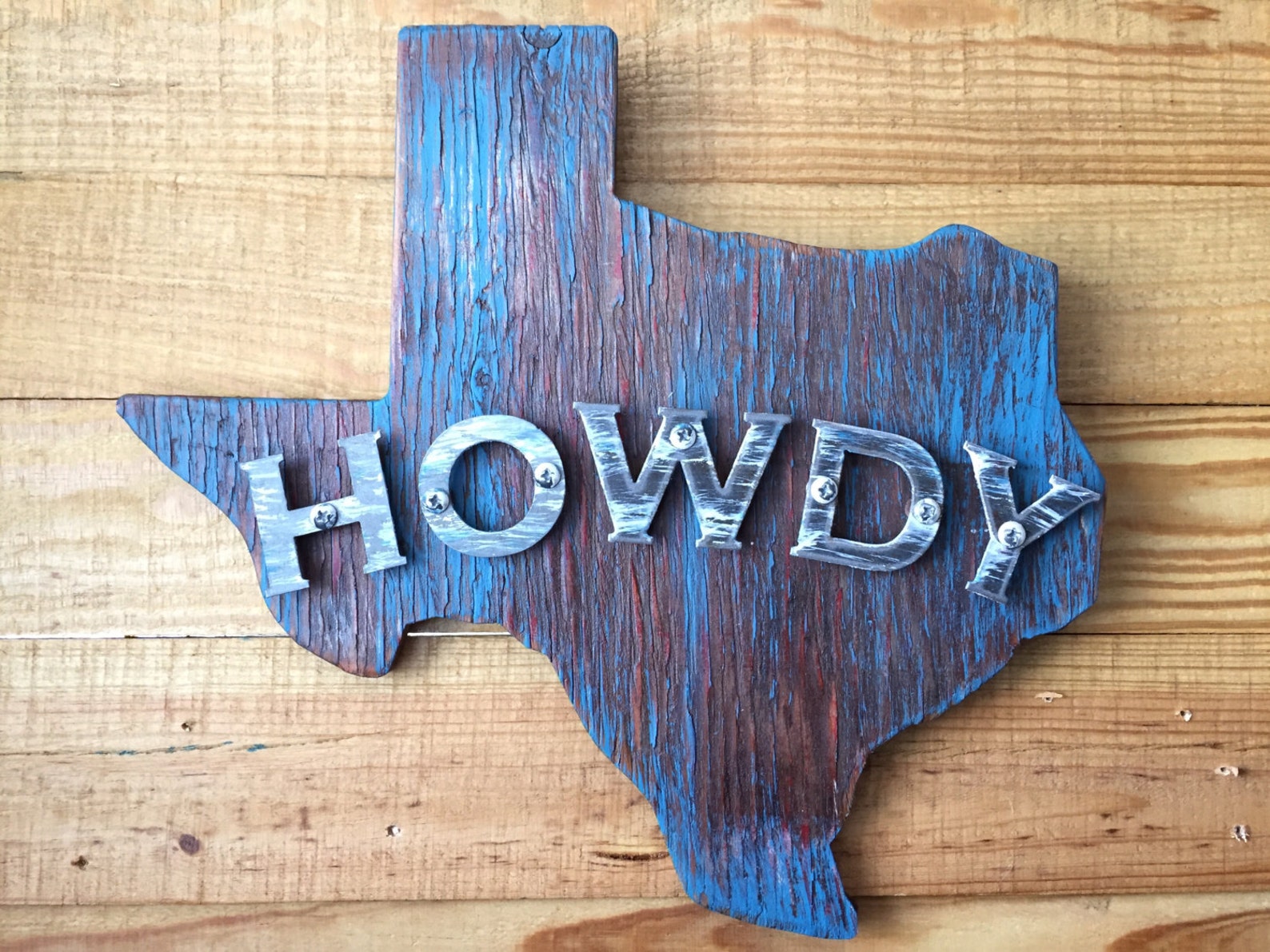 Howdy Texas Rustic Wood & Metal Sign - Etsy