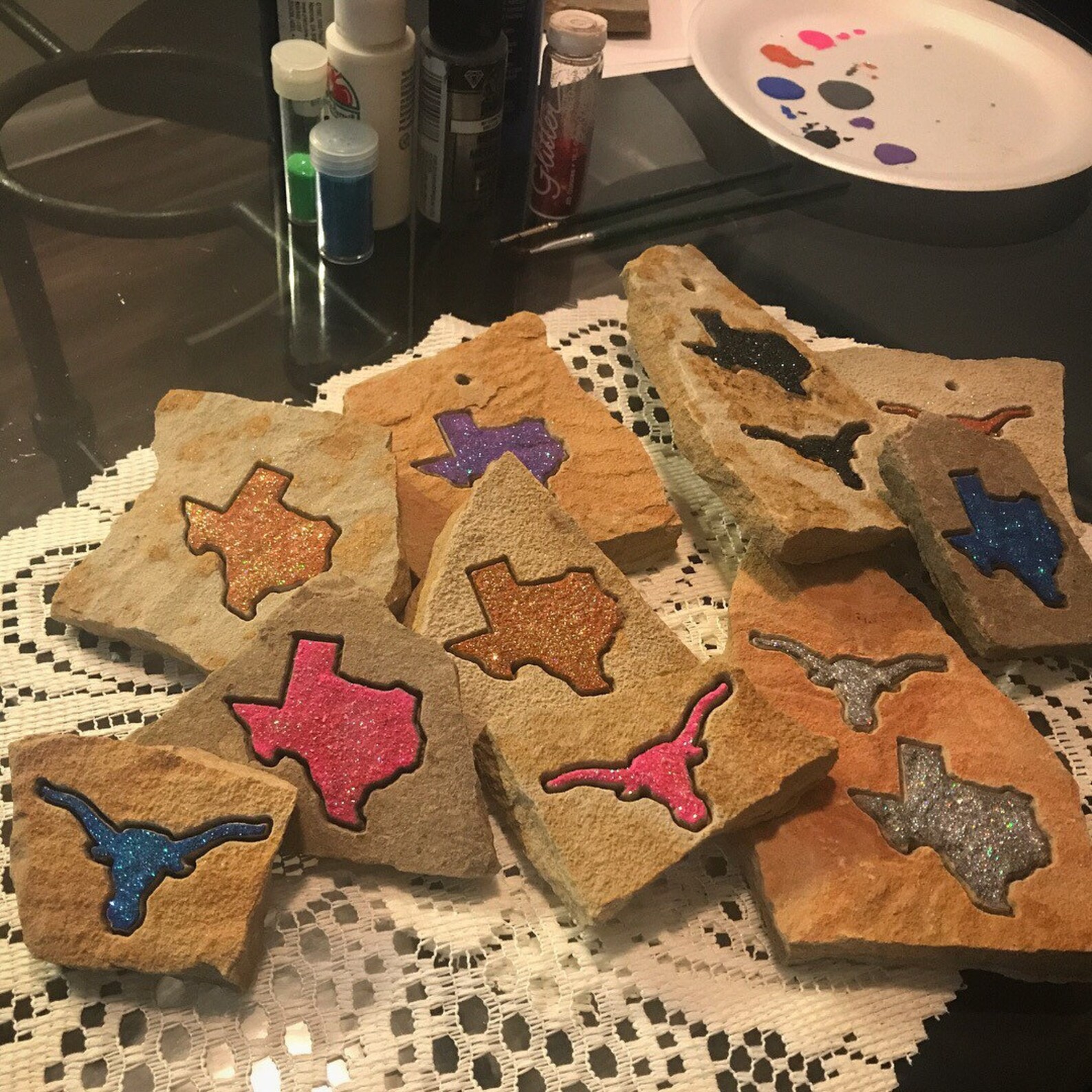 Tiny Texas Shape Engraved Flagstone Stone Succulent Garden - Etsy