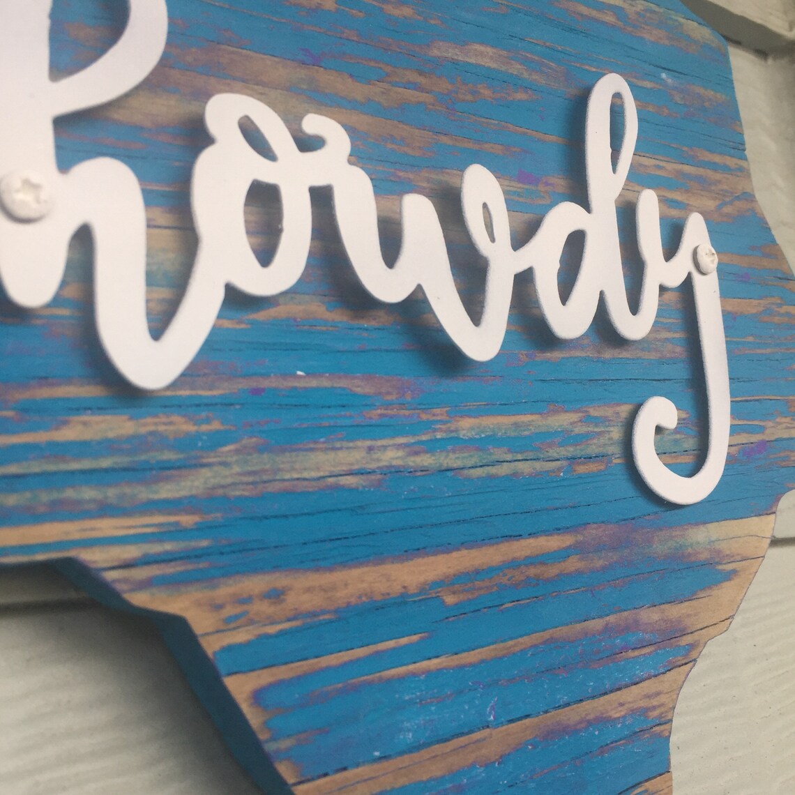 Howdy Texas Rustic Wood & Metal Sign | Etsy