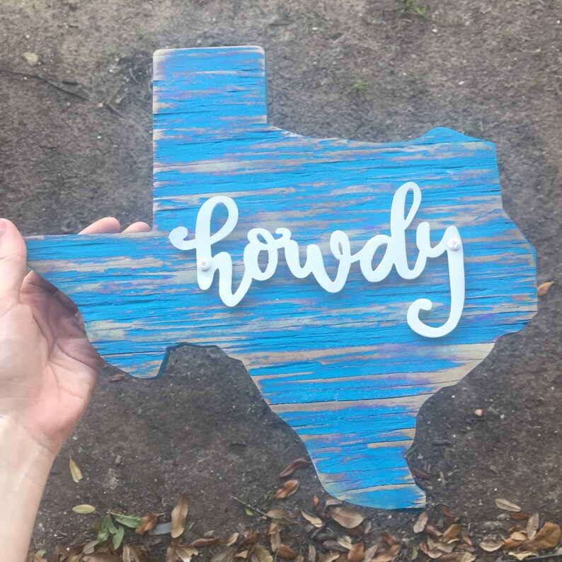 Howdy Texas Rustic Wood & Metal Sign - Etsy