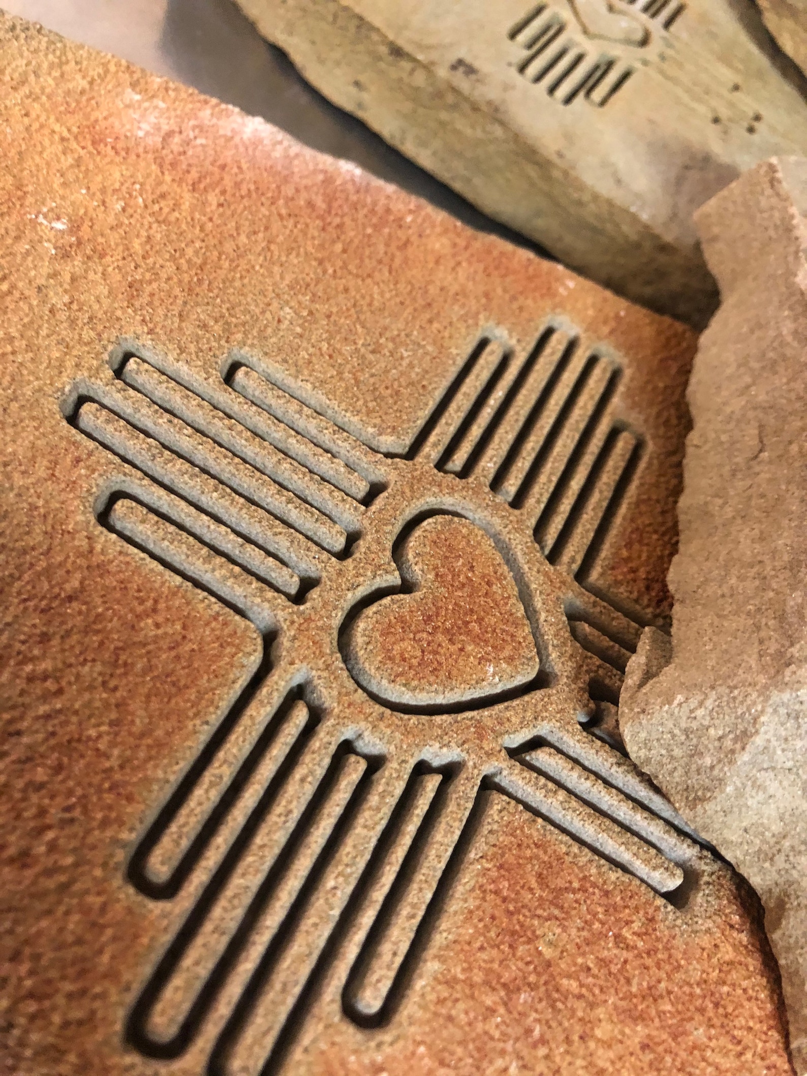 Zia Symbol With Heart Engraved in Flag Stone New Mexico True - Etsy