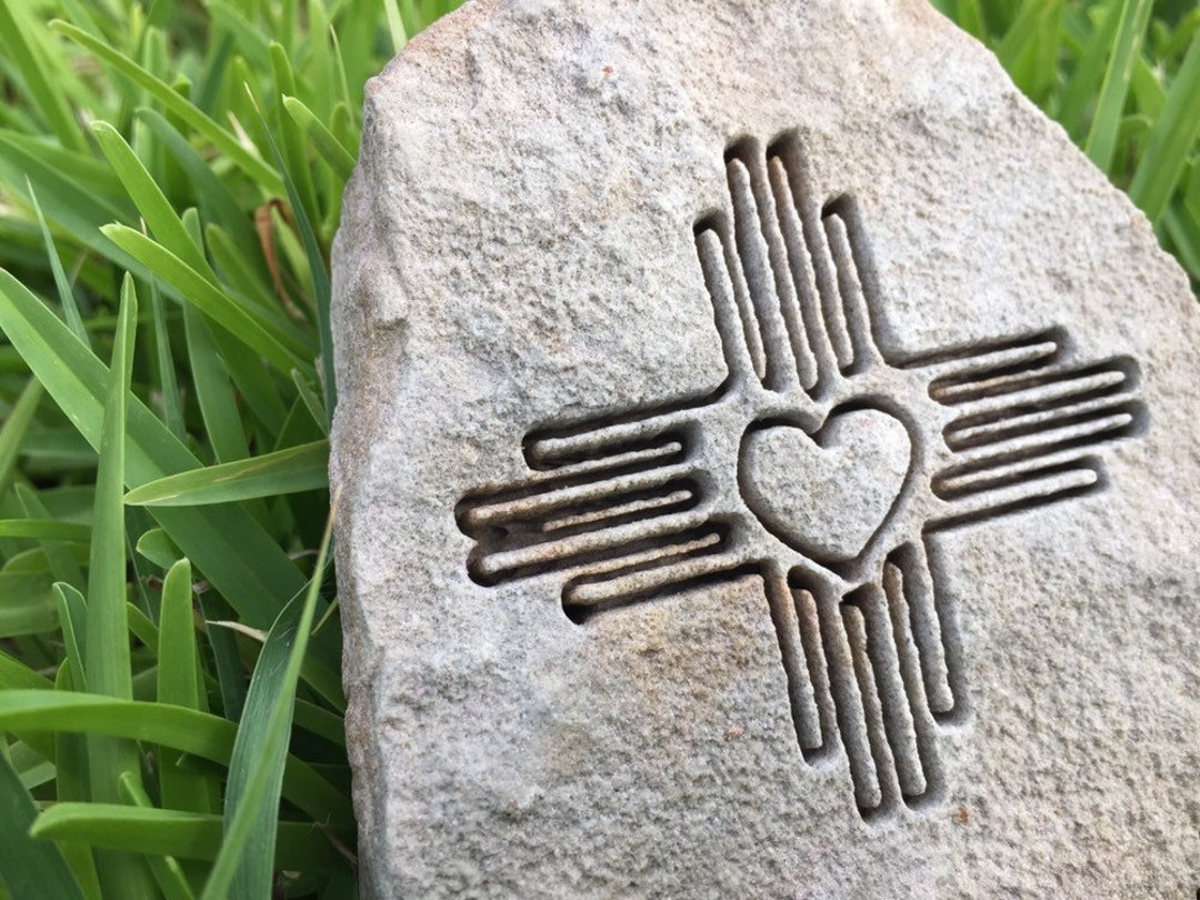 Zia Symbol With Heart Engraved in Flag Stone New Mexico True - Etsy