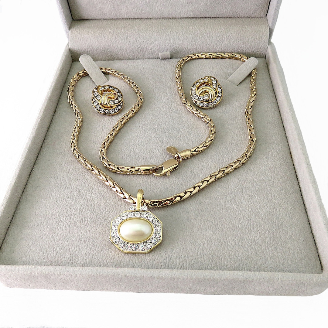Vintage Chartage Belgium Design High End Gold Plated Necklace Set in ...