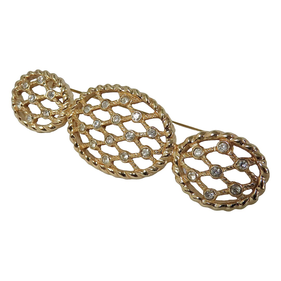 Large Vintage Christian Dior Vintage 1980s Brooch With Rhinestones and ...