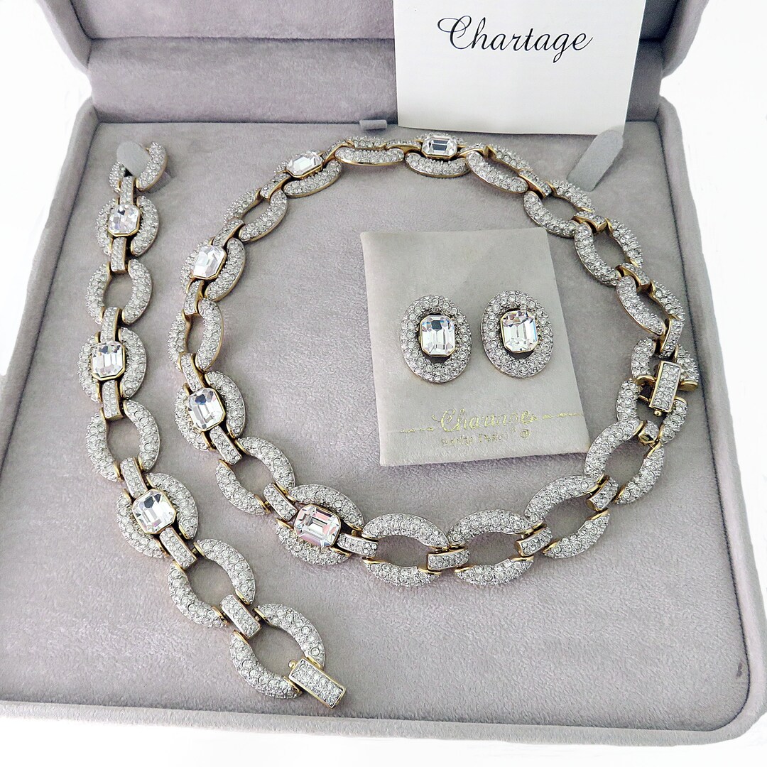 Spectacular Vintage Chartage Belgium Design Gold Plated Necklace Set in ...