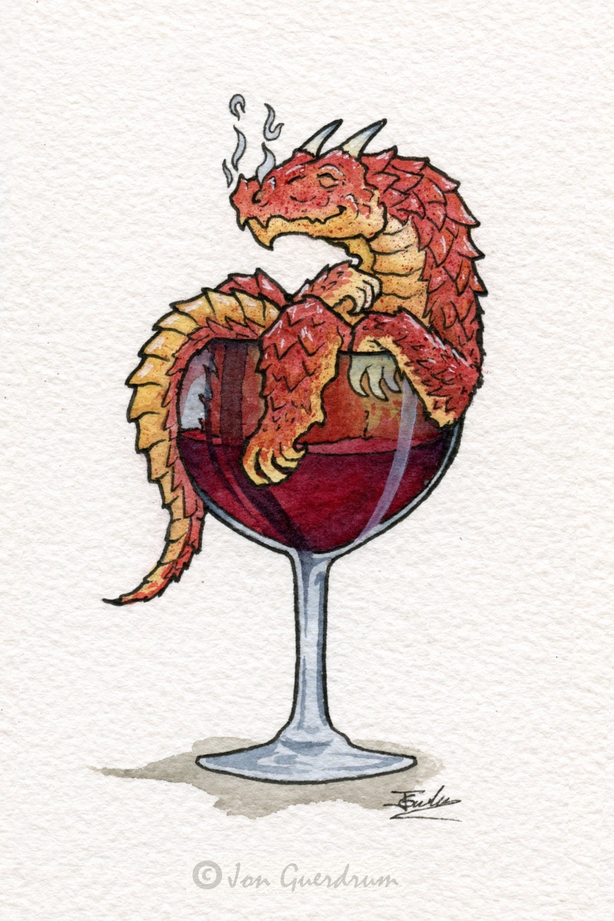Dreaming Dragon Red Wine Drinking Buddy Art Print | Etsy