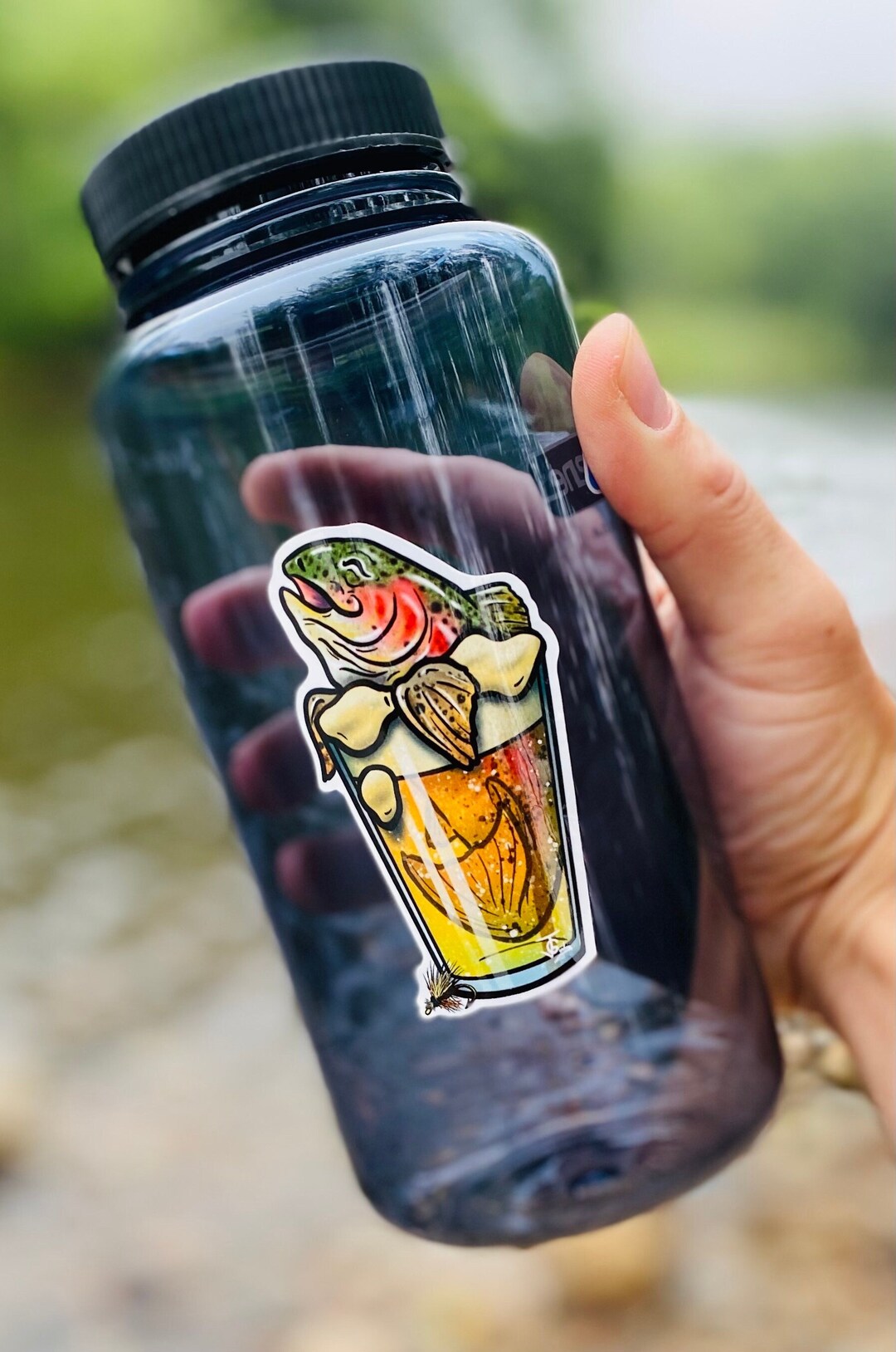 Rainbow Trout Fish in Beer Sticker! Waterproof, Dishwasher Safe, FREE ...