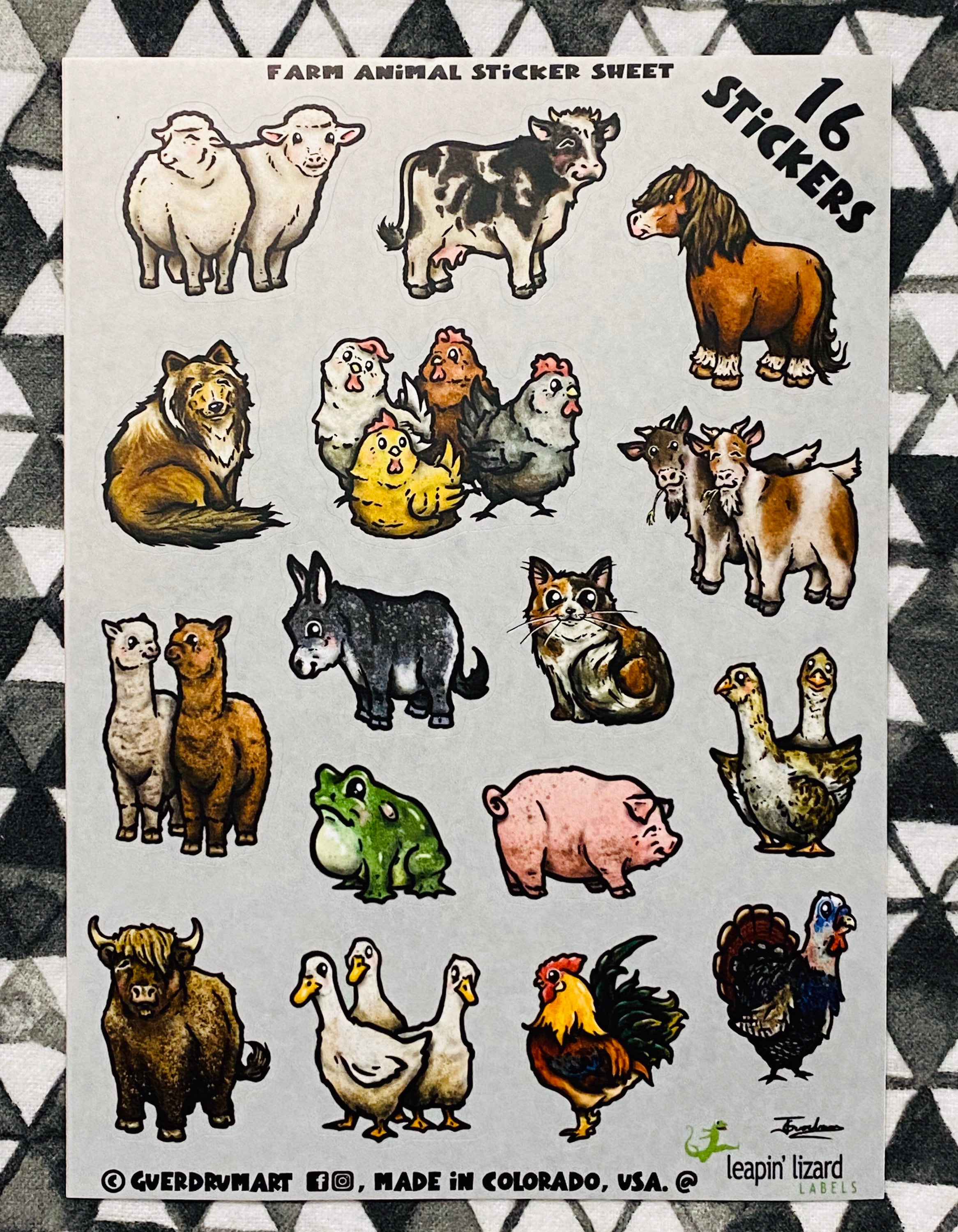 Farm Animal Sticker Sheet 16 Waterproof Stickers Made in | Etsy