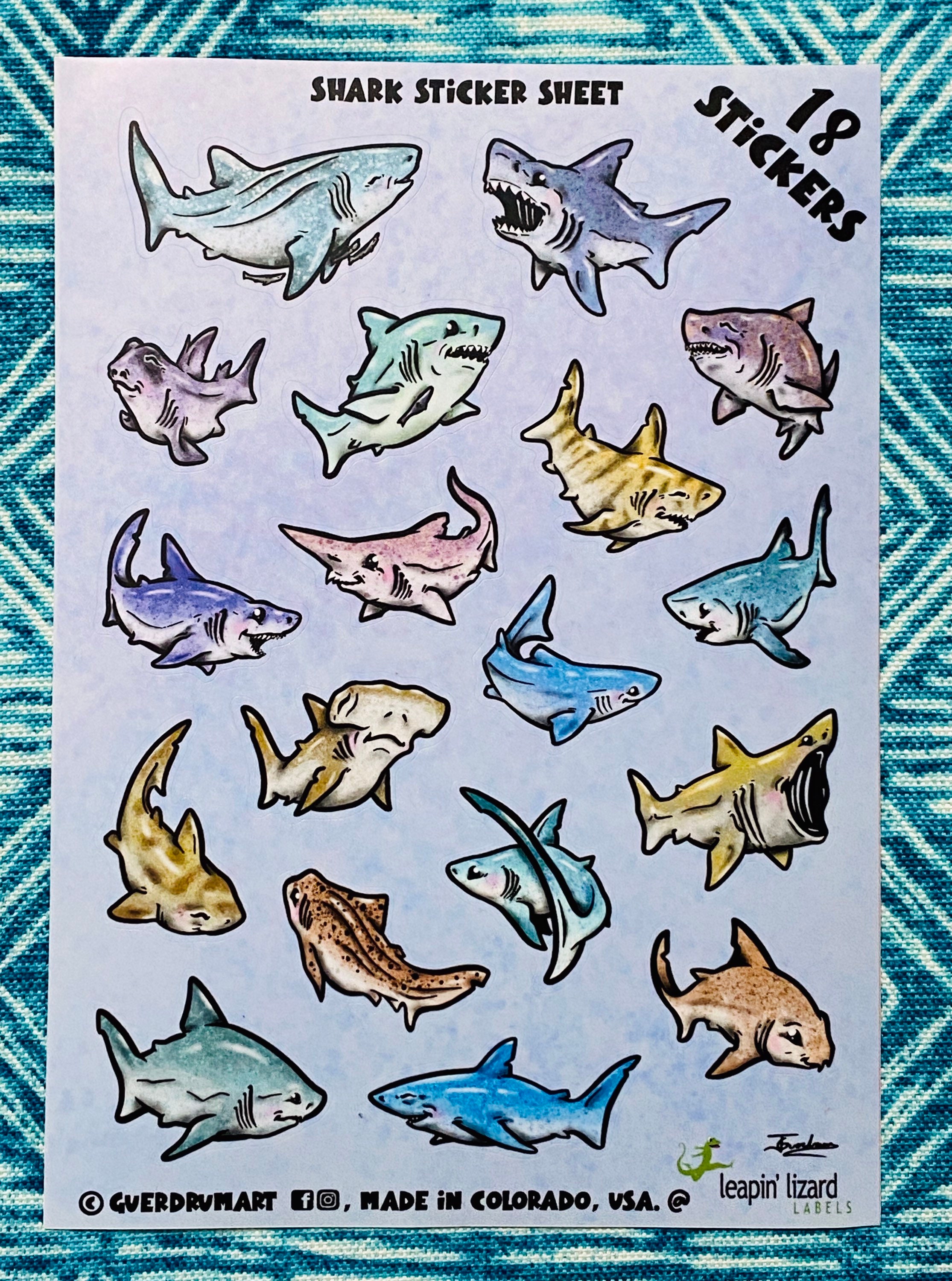 Shark Sticker Sheet! 18 Fun and Educational Shark Stickers Unique ...