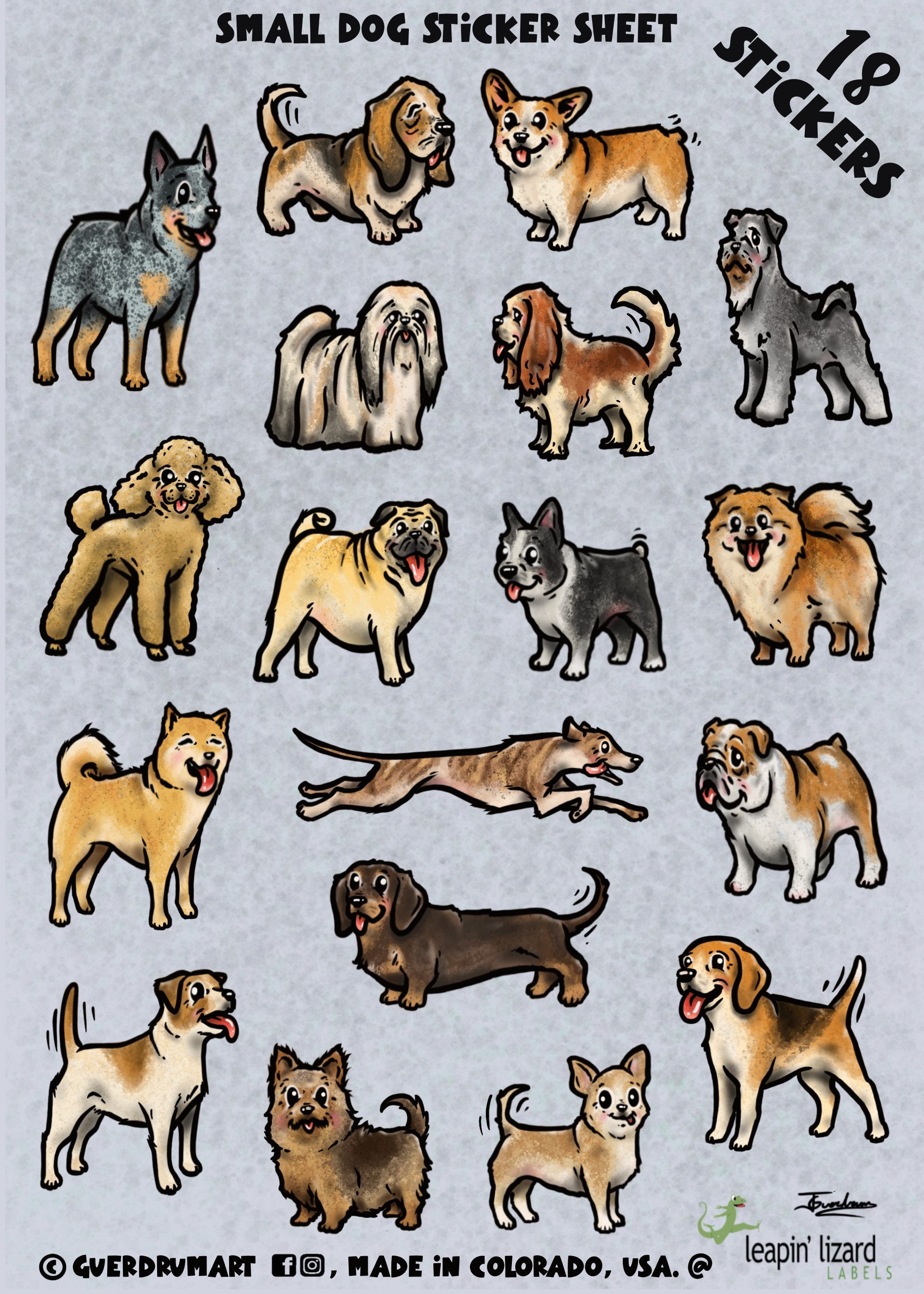 Small Dog Sticker Sheet 18 Waterproof Stickers | Etsy