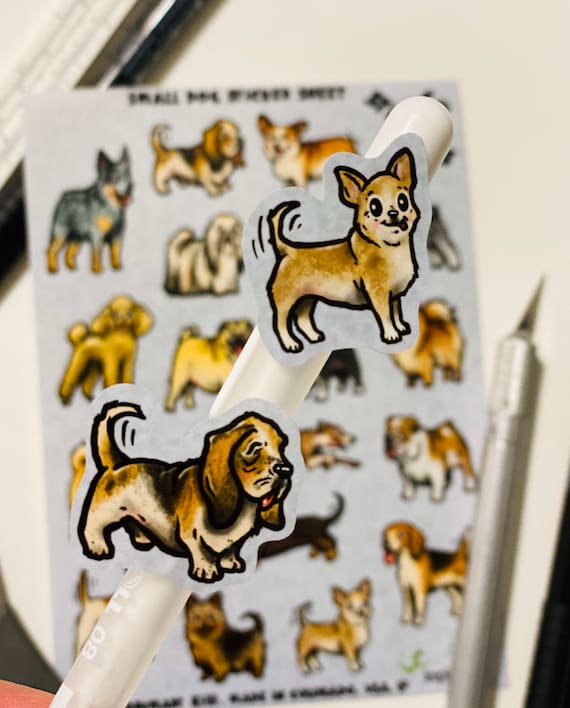 Small Dog Sticker Sheet 18 Waterproof Stickers | Etsy