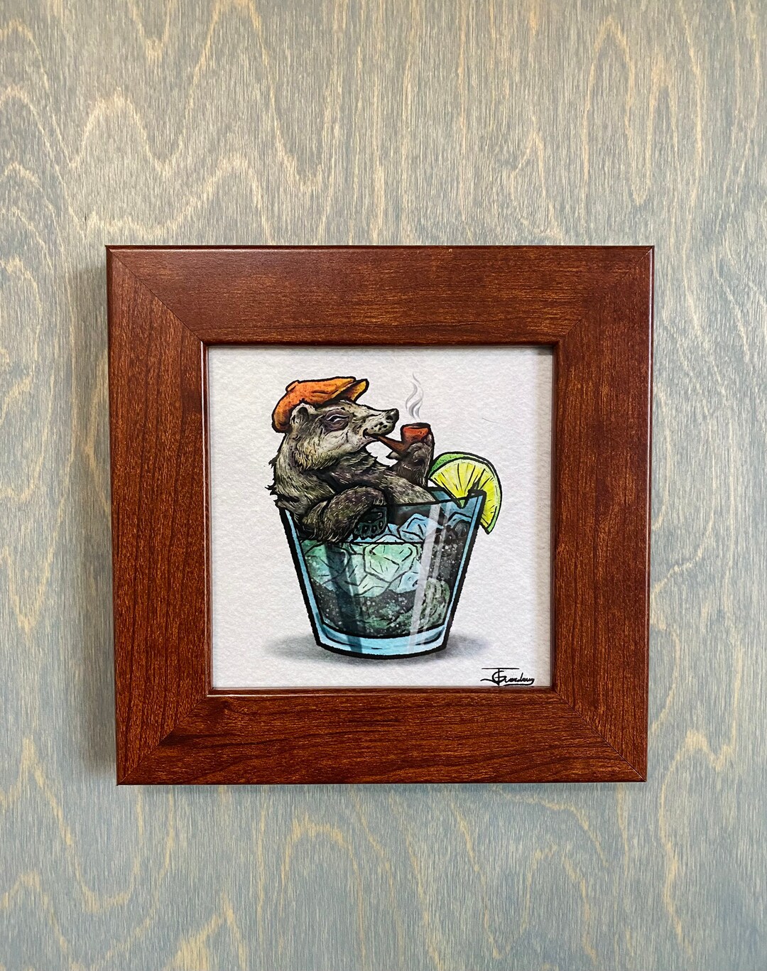 British Badger Gin and Tonic, Drinking Buddy, Art Print - Etsy