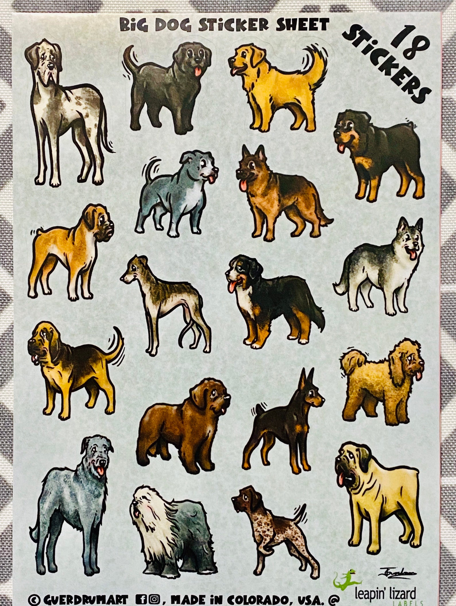 Big Dog Sticker Sheet 18 Waterproof Stickers Made in USA | Etsy