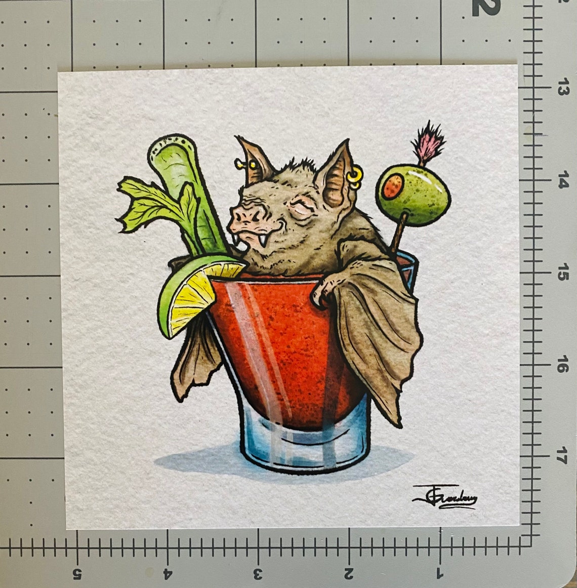 Batty Bloody Mary Drinking Buddy Art Print | Etsy