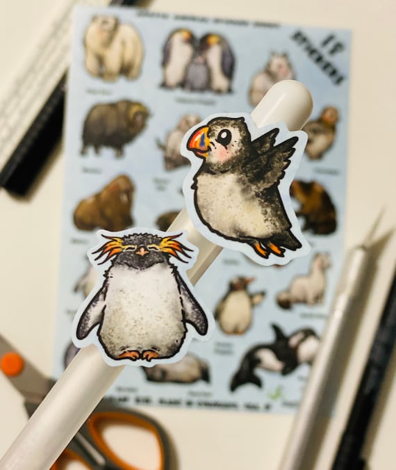 Arctic Animal Sticker Sheet 18 Waterproof Stickers Made in | Etsy