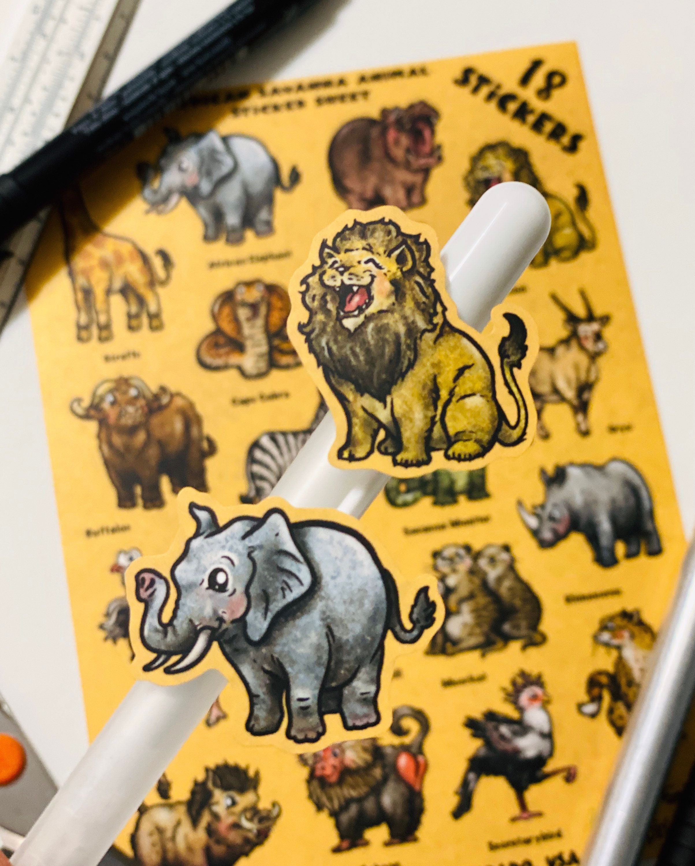 African Savanna Animal Sticker Sheet 18 Waterproof Stickers | Etsy