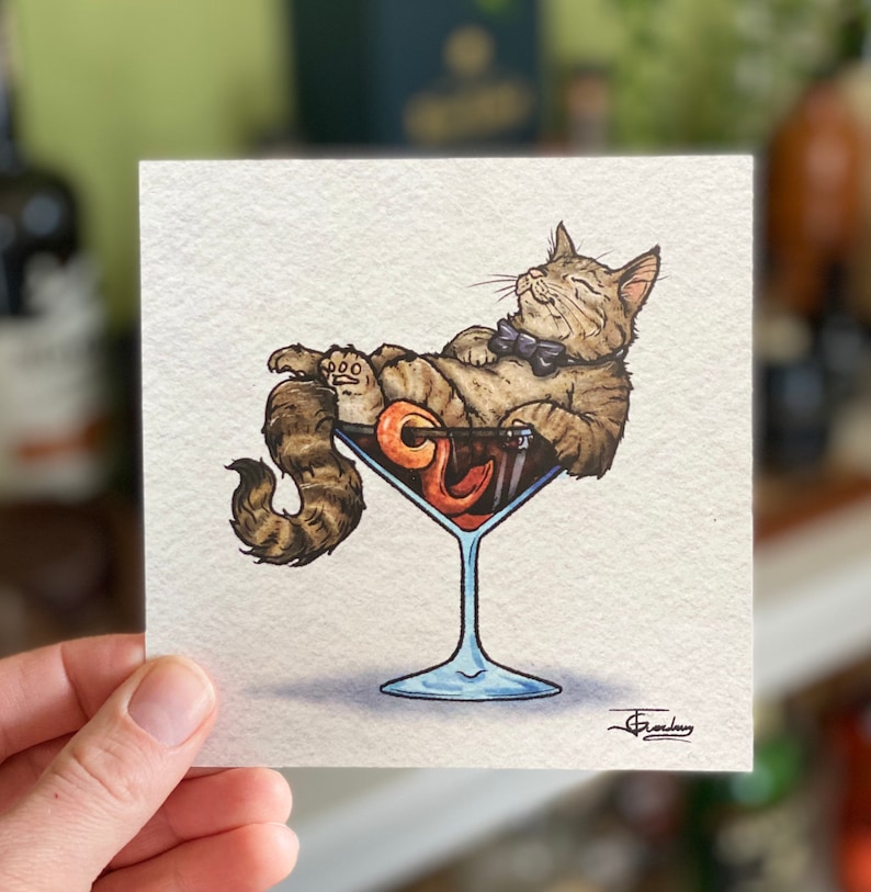 Tom Cat Manhattan Drinking Buddy Art Print - Etsy