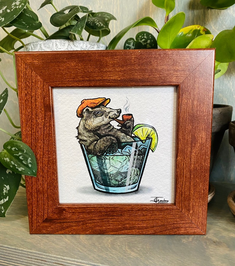 British Badger Gin and Tonic Drinking Buddy Art Print - Etsy
