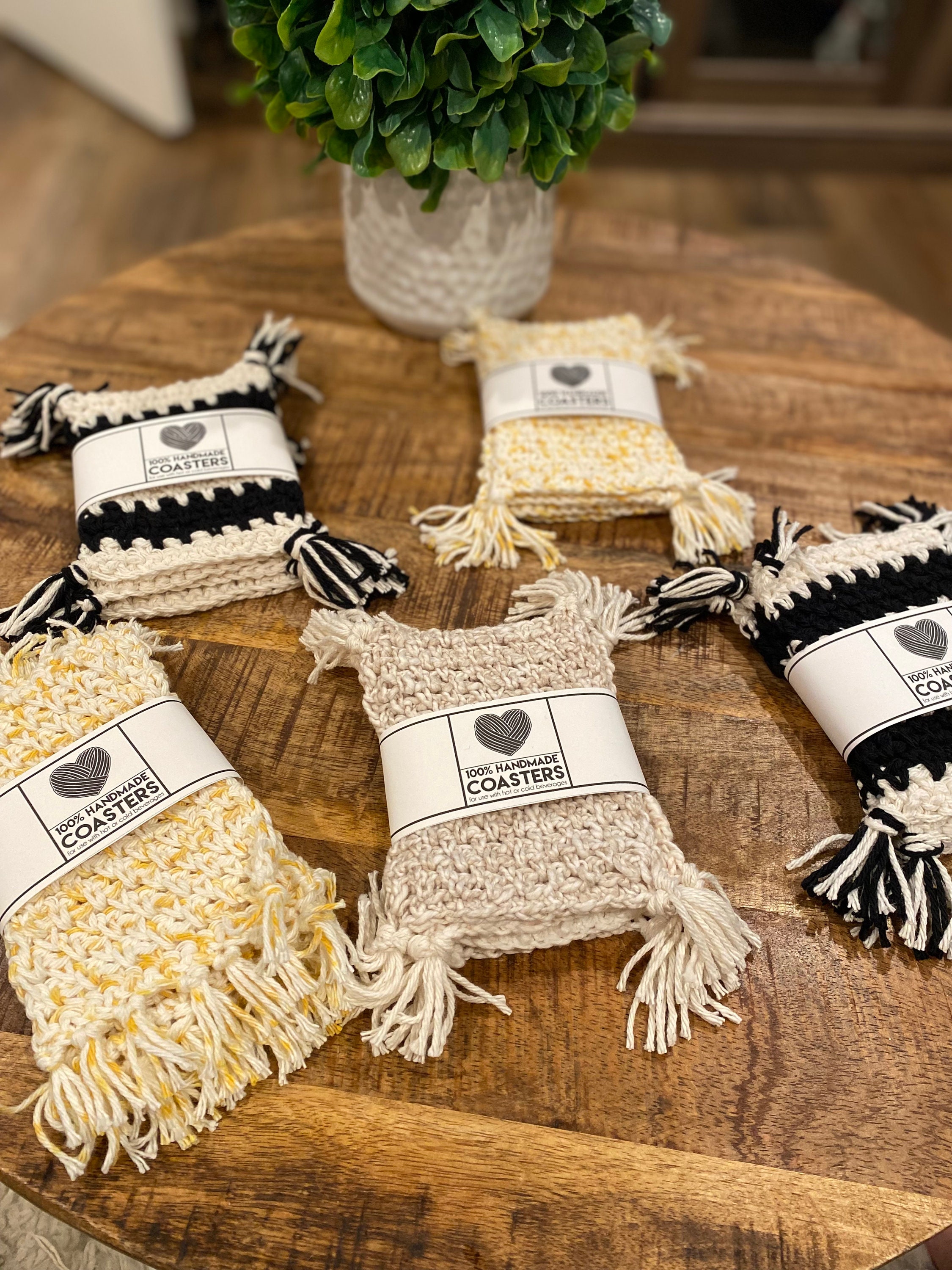 Crochet Boho Coaster Set - Etsy