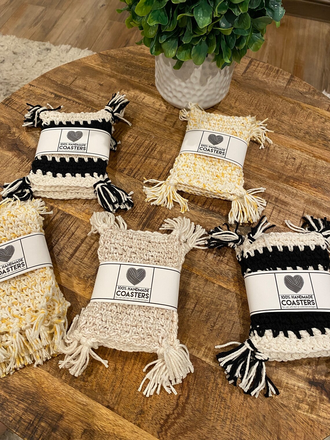 Crochet Boho Coaster Set - Etsy