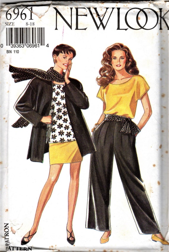 New Look 6961 Misses Jacket Top Skirt Pants and Scarf Size | Etsy