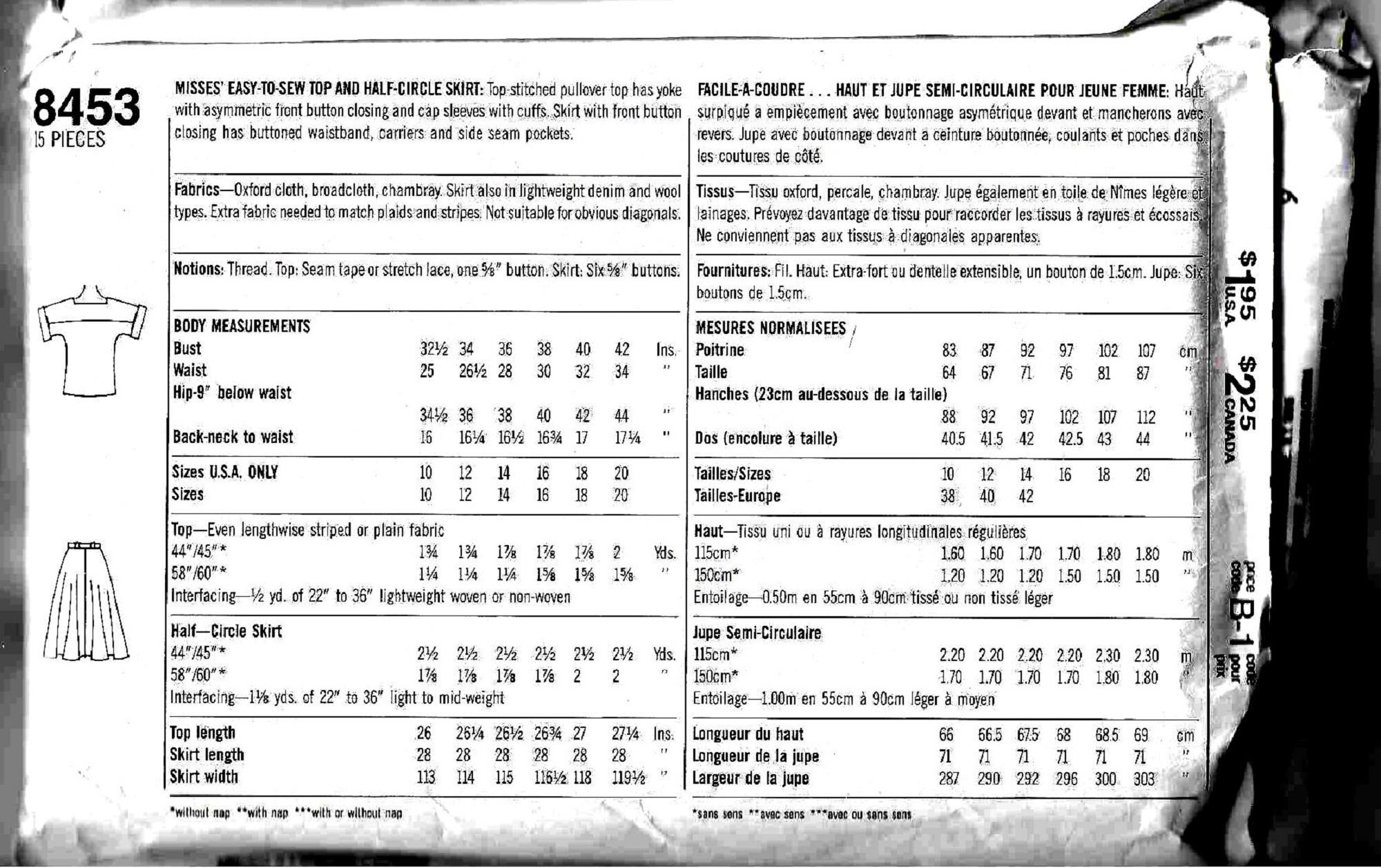 Simplicity 8453 Misses Top and Half-circle Skirt Size 10,12,14 UNCUT - Etsy