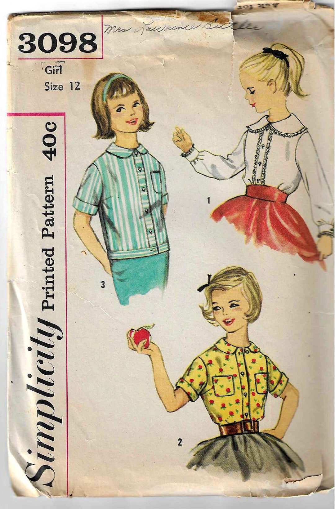 Simplicity 3098 Girls Set of Vintage Tops--knits Size 12 CUT - Etsy