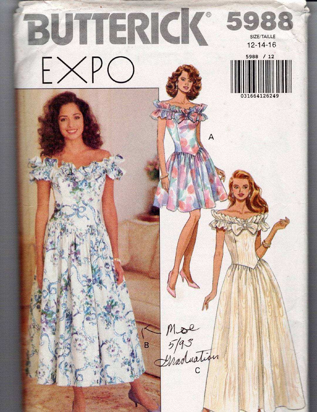 Butterick 5988 Misses Evening, Wedding Dresses Size 12,14,16 CUT - Etsy