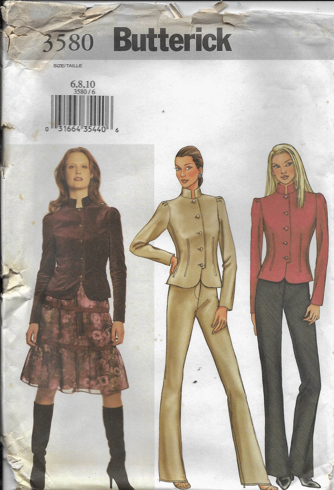 Butterick 3580 Misses/petites Jacket, Skirt and Pants Size 6,8,10, or ...