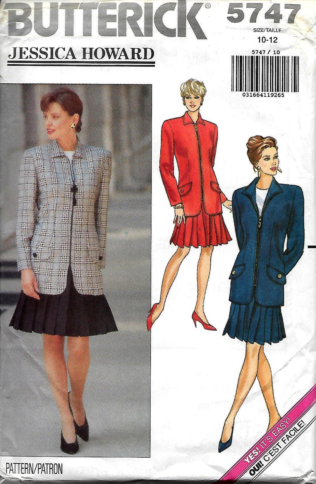 Butterick 5747 Misses Jacket With Front Zipper, Skirt and Top Size 6-8 ...