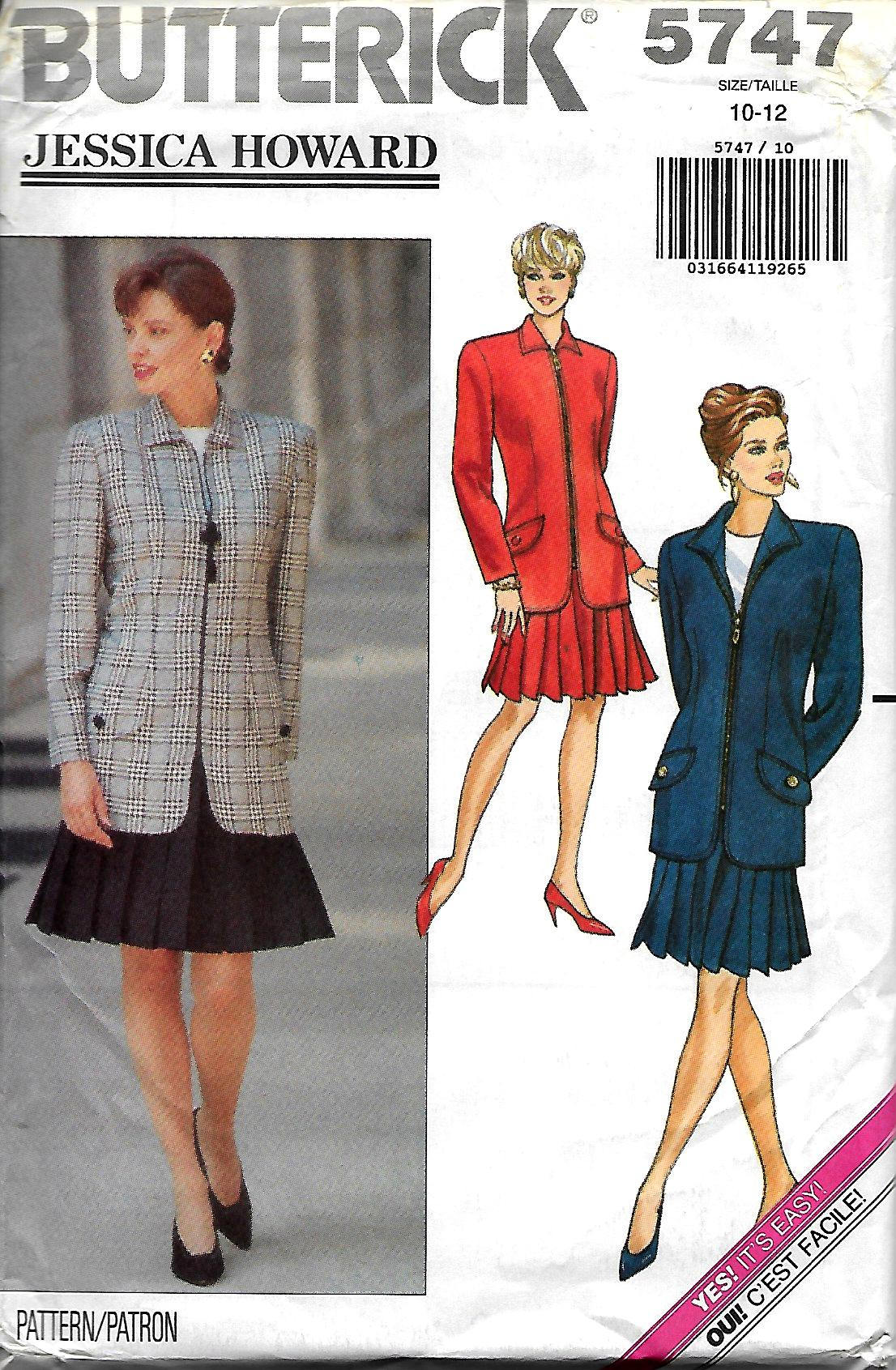 Butterick 5747 Misses Jacket With Front Zipper Skirt and Top - Etsy