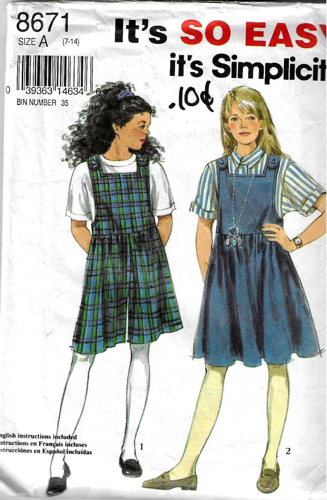Simplicity 8671 Girls Jumper and Jumpsuit Size 7-14 Cut - Etsy