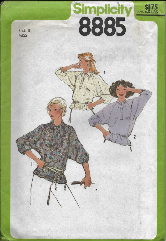Simplicity 8885 Misses Vintage Pullover Top With Raglan - Etsy