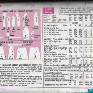 Simplicity 7794 Junior/misses Skirt, Mini-skirt, Jacket and Sleeveless Jacket Vintage Pattern ...