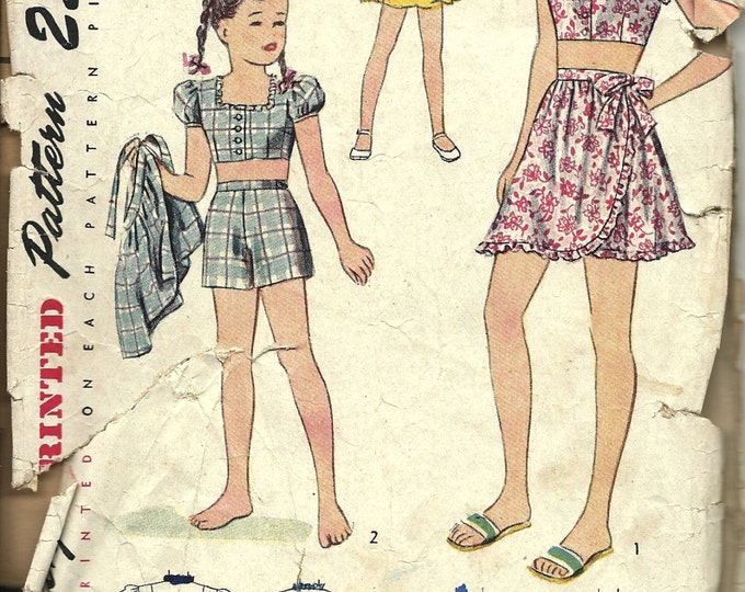 Simplicity 2121 Children/girls 3-piece Play Suit Size 10 C1940's - Etsy