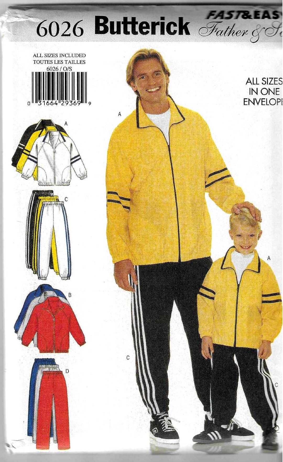 Butterick 6026 Men's/boys Jacket and Pants Size S,m,l,xl Uncut - Etsy