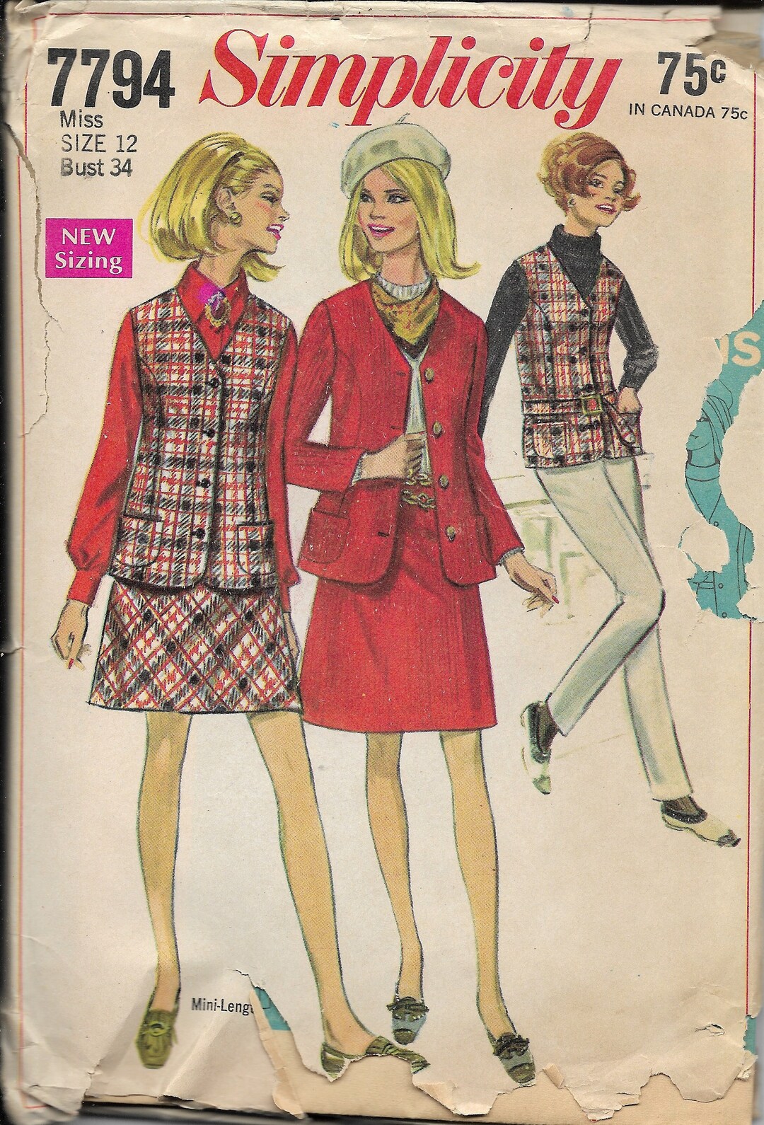 Simplicity 7794 Junior/misses Skirt, Mini-skirt, Jacket and Sleeveless ...
