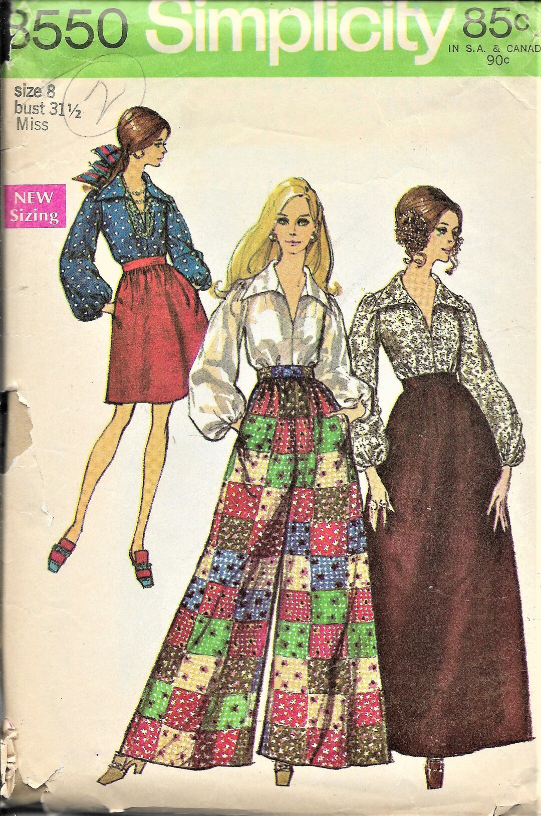 Simplicity 8550 Misses Vintage Skirt, Pants and Blouse Pattern Size 8 ...