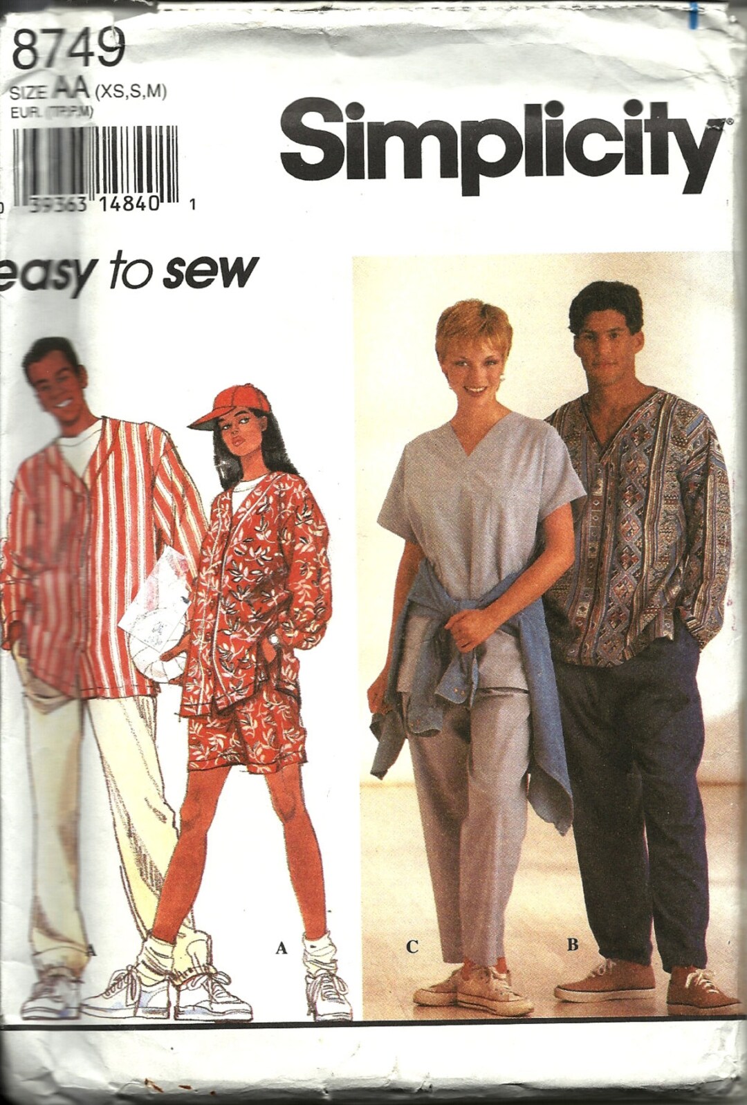 Simplicity 8749 Misses, Mens or Teen Boys Pants, Shorts, Shirt, Cap ...