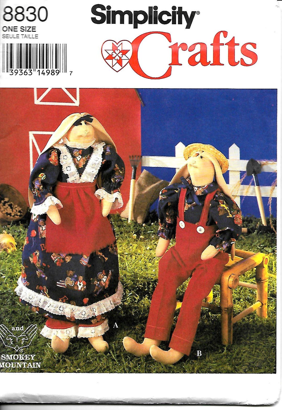 Simplicity 8830 Stuffed Rabbits and Clothes 17" Uncut - Etsy