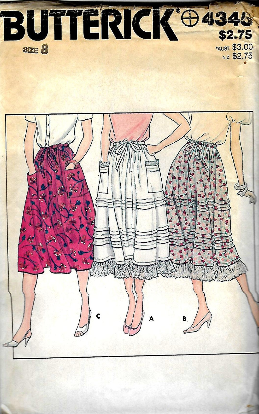 Butterick 4345 Misses Skirts Vintage Pattern Size 8 Uncut - Etsy