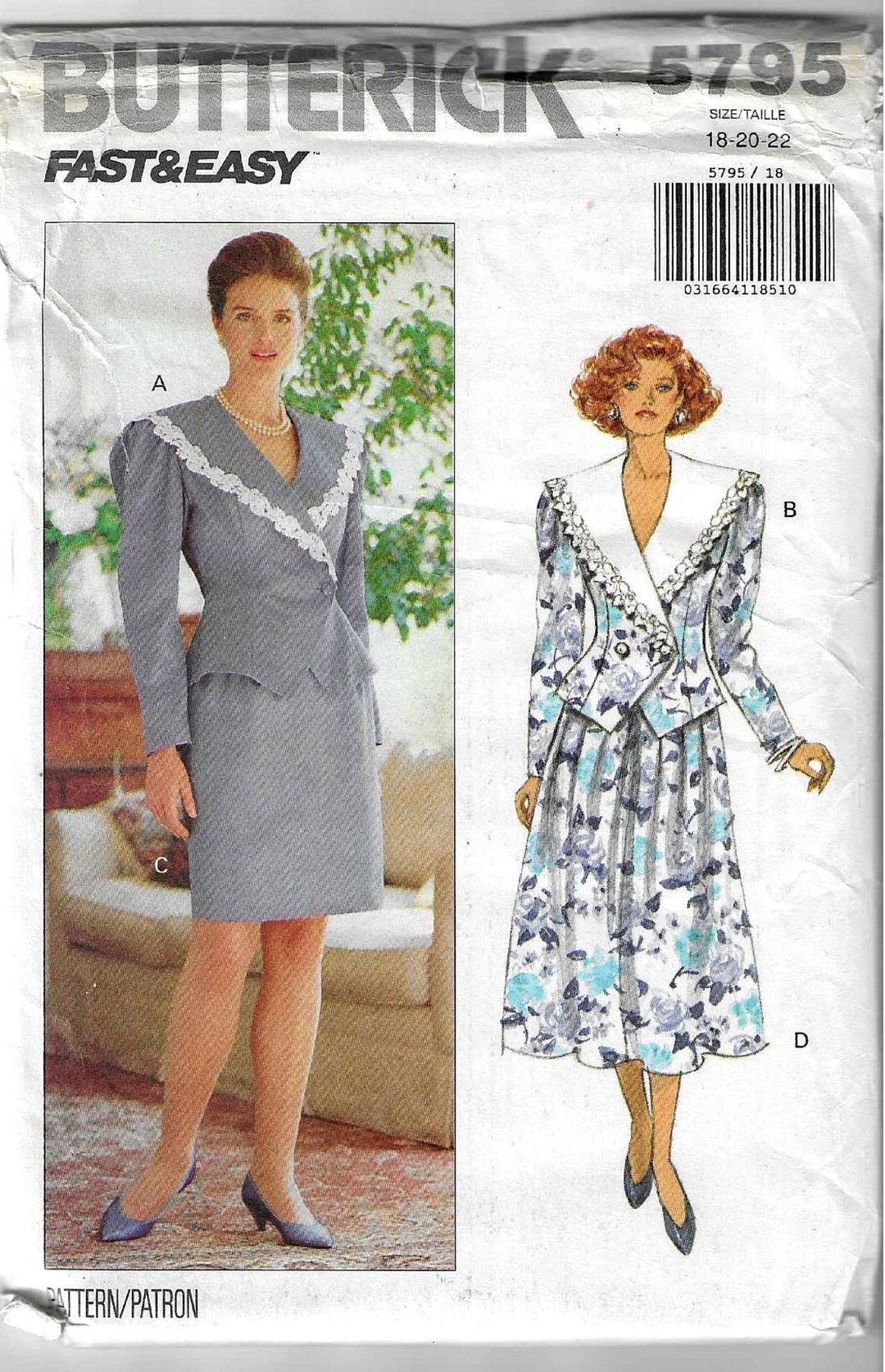 Butterick 5795 Misses Top and Skirt Size 18,20,22, Uncut - Etsy