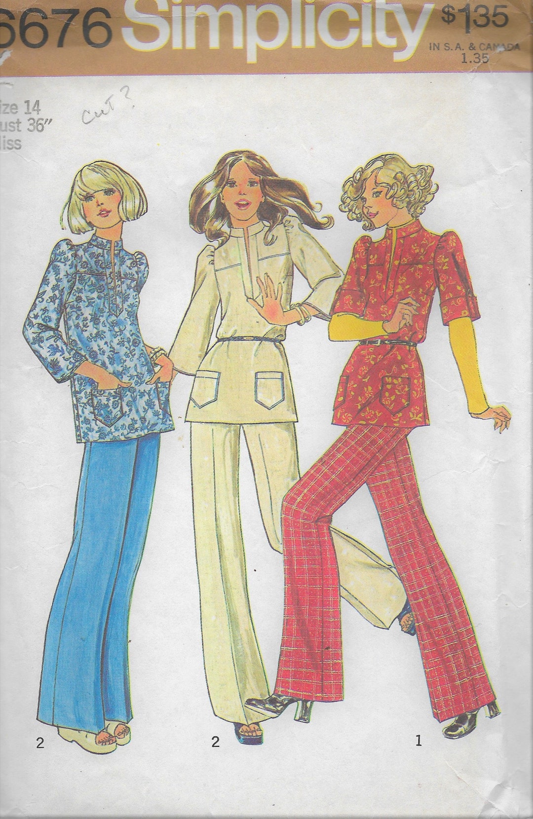 Simplicity 6676 Misses Top and Pants Vintage Pattern Size 14 - Etsy