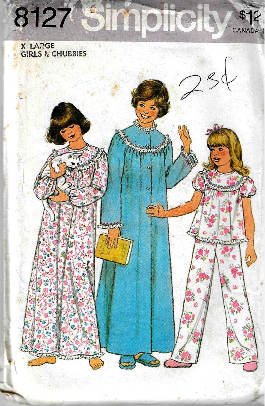 Simplicity 8127 Girls/chubbies Nightgown, Pajamas and Robe Size Xlrg ...