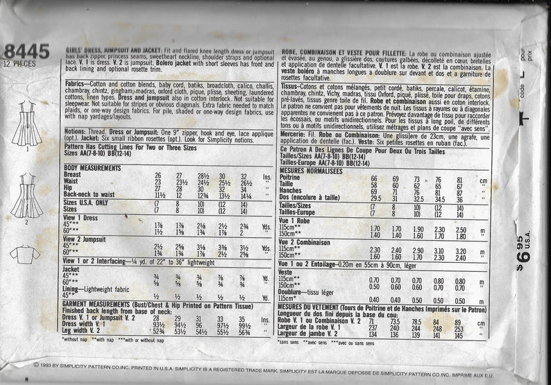 Simplicity 8445 Girls Sun Dress, Jacket and Purse Size 12-14 Uncut - Etsy