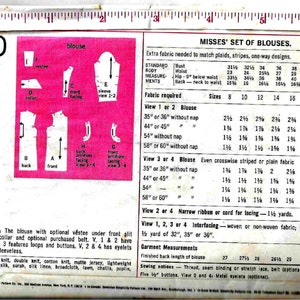 Simplicity 9460 Misses Vintage Set of Blouses With Variations Size 10 ...