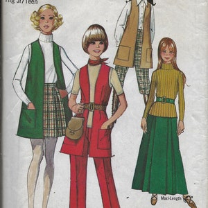 Simplicity 8983 Vintage Misses/juniors Skirt, Vest-coat and Pants Size ...