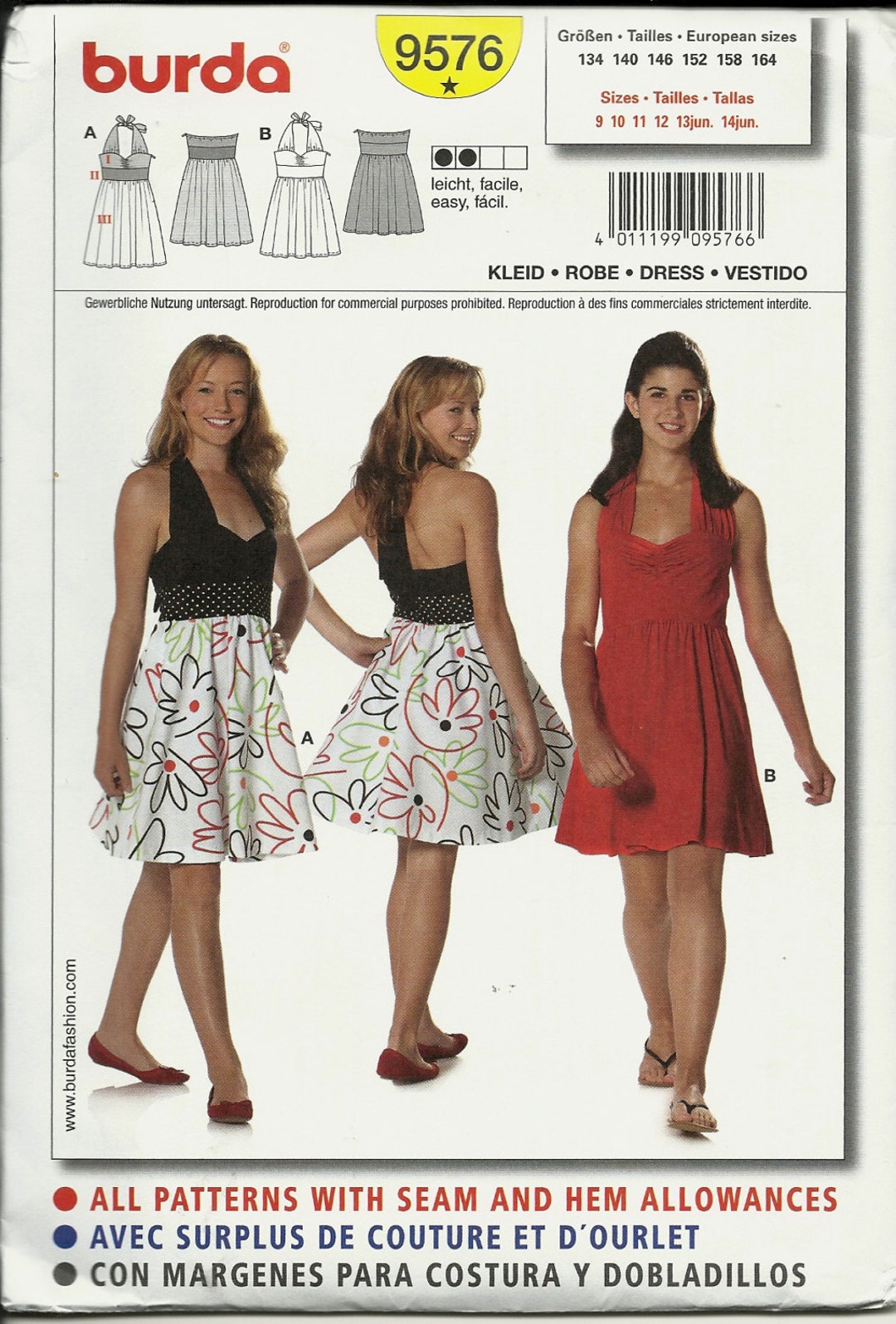 Burda 9576 Teens/young Ladies Sun Dress Size 9,10,11,12 UNCUT - Etsy