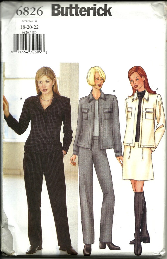 Butterick 6826 Misses/petite Jacket Skirt and Pants Size | Etsy