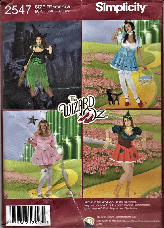 Simplicity 0673/2547 Misses Wizard of Oz Adult Costumes Size | Etsy